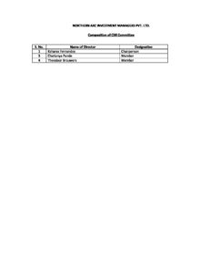 Composition of CSR committee | Northern Arc Investments